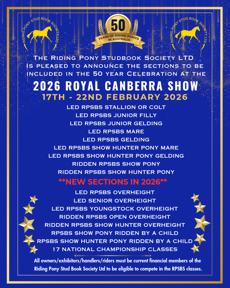 2026 Royal Canberra Show 50th year Jubilee Celebration | Riding Pony ...